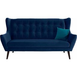 Home Affaire 3-Sitzer &raquo;Hemmink&laquo; mit Knopfheftung blau Samtvelours (100% Polyester);Luxus-Microfaser (100% Polyester);Struktur (94% Polyester, 6% 
