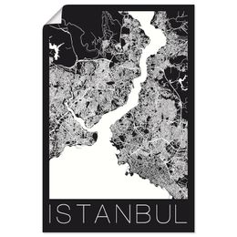 Artland Poster &raquo;Retro Karte Istanbul Schwarz & Wei&szlig;&laquo; 1 Stk. tlg. ohne Rahmen schwarz