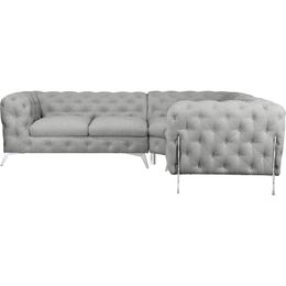 Home Affaire Chesterfield-Sofa &raquo;Amaury L-Form&laquo; moderne Chersterfield-Optik, Breite 262 cm, Fu&szlig;farbe w&auml;hlbar silber Struktur (100% Polyester);Samtoptik