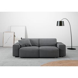 Home Affaire 2,5-Sitzer &raquo;Glimminge auch in Breitcord, Feincord + Easy care-Bezug&laquo; besondere Kedern&auml;hte, Zierkissen grau 100% Polyester