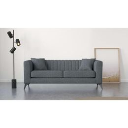 Home Affaire 3-Sitzer &raquo;MATTHEW elegantes Designsofa, Ma&szlig;e B/T/H: 201/86/74 cm&laquo; feine Steppung im R&uuml;ckenbereich, lose Sitzkissen, incl. Zierkissen grau