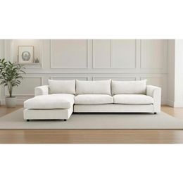 LeGer Home by Lena Gercke Ecksofa &raquo;Avelina&laquo; Breite 297 cm, in Cord- und Chenille- Stoff, R&uuml;ckenkissen mit Federn beige 100% Polyester