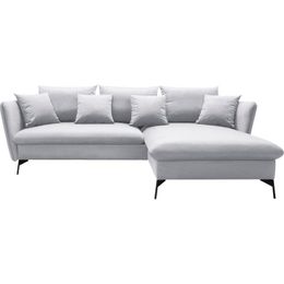 OTTO home Ecksofa &raquo;LIVORNO,258 cm, L-Form,&laquo; Schlaffunktion u. Bettkasten (139/224cm), Samt, Struktur, Webstoff grau 100% Polyester;PU-Schaum und Nosag
