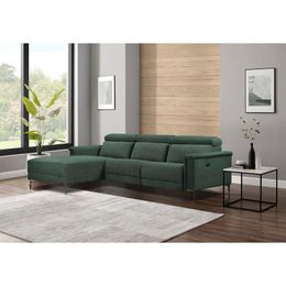 OTTO home Ecksofa &raquo;LUND, L-Form, 261cm, man. o. elektr. Relaxfunktion (mit USB-A)&laquo; und Kopfteilverstellung gr&uuml;n Webstoff 100% Polyester
