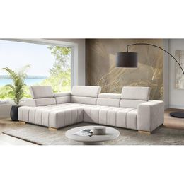 exxpo - sofa fashion Ecksofa &raquo;Elianos, hoher Sitzkomfort, aufwendige Kreuzsteppung im Sitz, L-Form&laquo; Kopfteile & Sitztiefe verstellbar, ohne 