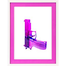 queence Bild mit Rahmen &raquo;Waffe, Pistole, pink&laquo; Sport 1 Stk. tlg. Poster mit buntem Acrylglas Passepartout pink Acrylglas, Holz