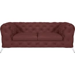Home Affaire Chesterfield-Sofa &raquo;Amaury&laquo; aufw&auml;ndige Knopfheftung, moderne Chesterfield Optik, Fu&szlig;farbe w&auml;hlbar rosa Struktur (100% Polyester9;Samtoptik