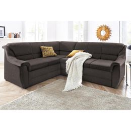 DOMO collection Ecksofa &raquo;Lale zeitlose Formensprache, komfortabel, Breite 251cm, L-Form&laquo; mit langem Schenkel, wahlweise mit Bettfunktion grau Struktur