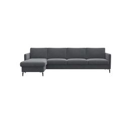 FLEXLUX Ecksofa &raquo;Fiore, L-Form&laquo; schmale Armlehnen, Kaltschaum, F&uuml;&szlig;e Alu+schwarz grau 100% Polyester