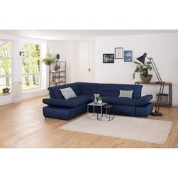 Home Affaire Ecksofa &raquo;Avesa L-Form&laquo; Wahlweise mit Arm- und Bettfunktion, B/T/H: 275/211/80 cm blau 100% Polyester