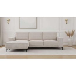 OTTO home Ecksofa &raquo;Polsterecke Oland, Struktur, Flachgewebe, Luxus-Microfaser, Boucle&laquo; L-Form, 280 cm, Wellenunterfederung, Skandi-Design, Metallf&uuml;&szlig;e 