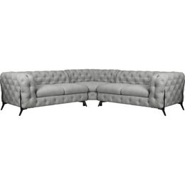 Home Affaire Chesterfield-Sofa &raquo;Amaury L-Form&laquo; Chesterfield-Optik, Breite/Tiefe je 262 cm, Fu&szlig;farbe w&auml;hlbar silber Struktur (100% Polyester);Samtoptik