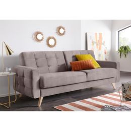 exxpo - sofa fashion 3-Sitzer &raquo;Nappa, kompakt, bequem, zeitloses Design, Breite 222cm, L-Form&laquo; tolle Detailverarbeitung grau Samtvelours (100% 