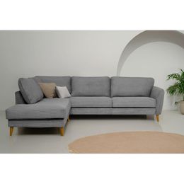 Home Affaire Ecksofa &raquo;MARSEILLE 278/202 cm, L-Form, Ottom. rechts/links, verschiedene Bez&uuml;ge&laquo; Massivholzbeine Eiche, Landhausstil, Wellenunterfederung