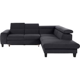 COTTA Ecksofa &raquo;Morven L-Form&laquo; wahlweise mit Bettfunktion, Bettkasten & Wireless-Charger grau Microfaser PRIMABELLE (100% Polyester);Flachgewebe (100% 