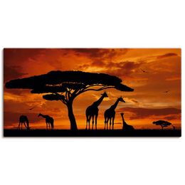 Artland Wandbild &raquo;Herde von Giraffen im Sonnenuntergang&laquo; Wildtiere 1 Stk. tlg. als Leinwandbild, Poster in verschied. Gr&ouml;&szlig;en braun Leinwand