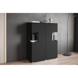 OTTO home Highboard &raquo;Kenia&laquo; 1 Stk. tlg. Modernes Highboard mit Glast&uuml;ren, Breite 100 cm schwarz FSC -zertifizierter Holzwerkstoff, Glas, 