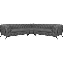 Home Affaire Chesterfield-Sofa &raquo;Amaury L-Form&laquo; Chesterfield-Optik, Breite/Tiefe je 262 cm, Fu&szlig;farbe w&auml;hlbar grau Struktur (100% Polyester);Samtoptik (