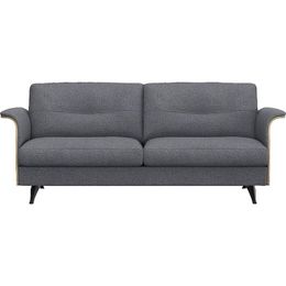 FLEXLUX 2,5-Sitzer &raquo;Glow Sofa, Couch, Premium-Sitzkomfort: Kaltschaum & Federkern&laquo; Armlehnenblende in ge&ouml;lter Eiche, Fu&szlig; schwarz blau 62% Polyester/17