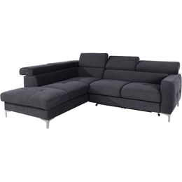 COTTA Ecksofa &raquo;Sammy L-Form&laquo; mit Kopfteilverstellung, wahlweise mit Bettfunktion & Bettkasten schwarz Struktur (100% Polyester );Chenille (90% 