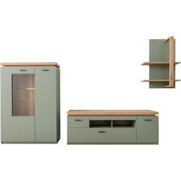 MCA furniture Wohnwand &raquo;MONIZ Wohnkomination 2&laquo; Komplett-Set, 3 Stk. tlg. gr&uuml;n Holzwerkstoff