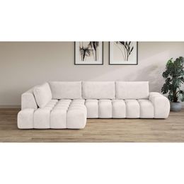 OTTO home Ecksofa &raquo;AZITA L-Form, XL 296 cm - Designsofa in Bubble-Optik&laquo; lose R&uuml;ckenkissen, traumhafte Steppung beige 100% Polyester
