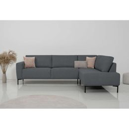 OTTO home Ecksofa &raquo;Melby&laquo; Breite 275 cm, in einem weichen Struktur Stoff, lose R&uuml;ckenkissen grau 100% Polyester