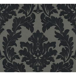 ARCHITECTS PAPER Vliestapete &raquo;Castello&laquo; Barock gemustert ornamental beflockt Ornament Ornament Tapete Barock Tapeten Wohnzimmer Schlafzimmer K&uuml;che schwarz Vinyl, Vlies