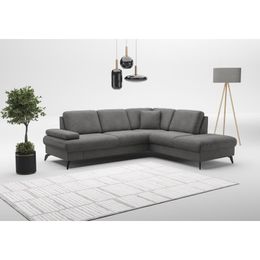 Sit & More sit&more Ecksofa &raquo;Morris Jubi L-Form, B: 238 cm&laquo; mit Armteilfunktion & 1 Zierkissen, optional Bettfunktion grau 100% Polyester