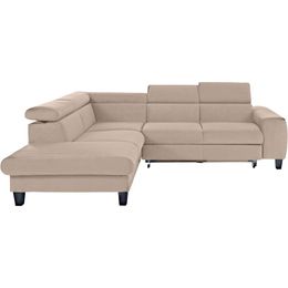 COTTA Ecksofa &raquo;Morven L-Form&laquo; wahlweise mit Bettfunktion, Bettkasten & Wireless-Charger beige Microfaser PRIMABELLE (100% Polyester);Flachgewebe (100%