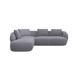 FLEXLUX Ecksofa &raquo;Torino, rund, L-Form, Sofa-Ecke mit Ottomane&laquo; Modernes, organisches Sofa-Design, Kaltschaum, Wellenunterfederung grau 100% Polyester