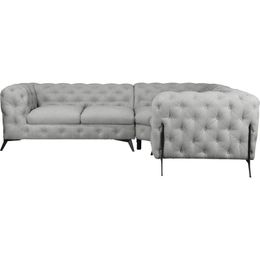Home Affaire Chesterfield-Sofa &raquo;Amaury L-Form&laquo; moderne Chersterfield-Optik, Breite 262 cm, Fu&szlig;farbe w&auml;hlbar silber Struktur (100% Polyester);Samtoptik