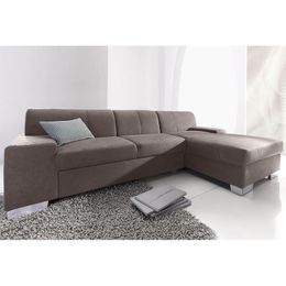 DOMO collection Ecksofa &raquo;Star, zeitlose Formensprache, elegante Optik, Breite 248cm, L-Form&laquo; wahlweise mit Bettfunktion grau Softlux -Kunstleder;