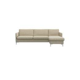 FLEXLUX Ecksofa &raquo;Fiore, super Sitzkomfort durch Kaltschaum im Sitz, L-Form&laquo; schmale Armlehnen, F&uuml;&szlig;e Alu beige 100% Polyester