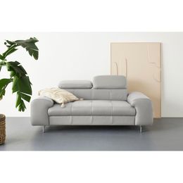 COTTA 2-Sitzer &raquo;Chef&laquo; Big-Sofa mit Kopfteilverstellung, edle Metallkufen grau Softlux -Kunstleder;NaturLeder (echtes Rindsleder);Luxus-Microfaser (100