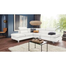 exxpo - sofa fashion Ecksofa &raquo;Fiji, L-Form&laquo; mit Kopf- bzw. R&uuml;ckenverstellung, wahlweise mit Bettfunktion wei&szlig; Luxus-Kunstleder;Webstoff (100% 