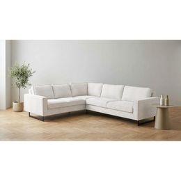 Home Affaire Ecksofa &raquo;Pinto, XXL, 250/290 cm, langer Schenkel, Ottomane&laquo; Cord, Chenille, Lederoptik, mit Keder, Metallf&uuml;&szlig;e, Wellenunterfederung beige 