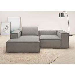 Home Affaire Ecksofa &raquo;Watertown, kompakte L-Form, 246 cm breite f&uuml;r kleinere R&auml;ume&laquo; modernes Ecksofa mit Feincordbezug, platzsparend & bequem grau 95%