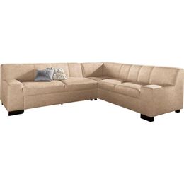 DOMO collection Ecksofa &raquo;Norma, moderne Armlehnen, zeitlos und elegant, Breite 247cm, L-Form&laquo; wahlweise mit Bettfunktion beige Microfaser PRIMABELLE (