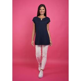 Seidel Moden Damen T-Shirt mit &uuml;berschnittenen Schultern, MADE IN GERMANY blau 54
