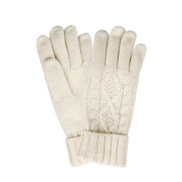 Capelli New York Damen Strickhandschuhe elegantes Zopfstrickmuster, Umschlag am B&uuml;ndchen, Wollanteil wei&szlig;