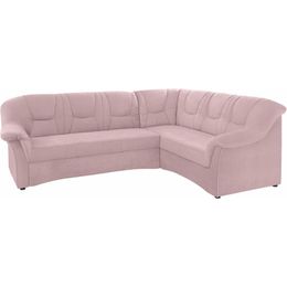DOMO collection Ecksofa &raquo;Sarafina zeitlos&bequem, optional mit Federkern, Breite 240cm, L-Form&laquo; wahlweise mit Bettfunktion rosa Microfaser PRIMABELLE 