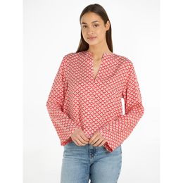 Tommy Hilfiger Damen Blusentop &raquo;SEAL AOP V-NECK BLOUSE&laquo; mit Logopatch rot 32
