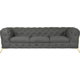 Home Affaire Chesterfield-Sofa &raquo;Amaury&laquo; aufw&auml;ndige Knopfheftung, moderne Chesterfield Optik, Fu&szlig;farbe w&auml;hlbar grau Struktur (100% Polyester9;Samtoptik