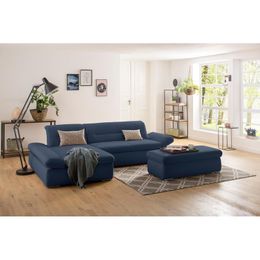 Home Affaire Ecksofa &raquo;Avesa L-Form&laquo; Wahlweise mit Armteilvertsellung und Bettfunktion, B/T/H: 300/172/80cm blau 100% Polyester