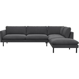 FLEXLUX Ecksofa &raquo;Bolzano, elegant und bequem, L-Form&laquo; Sitzaufbau mit Kaltschaum & Stahl-Wellen, lose Sitz -& R&uuml;ckenkissen grau 100% Polyester