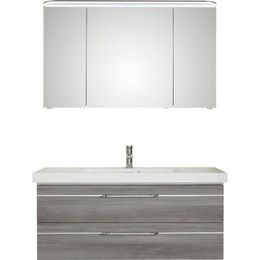 Badm&ouml;bel-Set &raquo;Balto Sprint 2-teilig, Mineralmarmor-Waschtisch mit LED-Spiegelschrank&laquo; 2 Stk. tlg. grau Holzwerkstoff