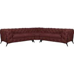 Home Affaire Chesterfield-Sofa &raquo;Amaury L-Form&laquo; Chesterfield-Optik, Breite/Tiefe je 262 cm, Fu&szlig;farbe w&auml;hlbar rosa Struktur (100% Polyester);Samtoptik (