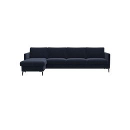 FLEXLUX Ecksofa &raquo;Fiore, L-Form&laquo; schmale Armlehnen, Kaltschaum, F&uuml;&szlig;e Alu+schwarz blau 100% Polyester