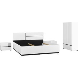 OTTO home Schlafzimmer-Set &raquo;Cross, moderne, grifflose Optik, FSC-zertifiziert&laquo; Bett 180x200cm, 2 Nachtkommoden, Schrank 2-oder 4-t&uuml;rig, 4 Stk. tlg. 